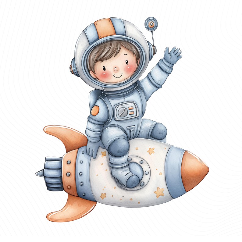 Space Watercolor Clipart for Nursery Decor, Cute Astronaut & Planets ...