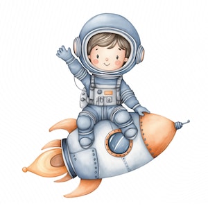 Space Watercolor Clipart for Nursery Decor, Cute Astronaut & Planets ...