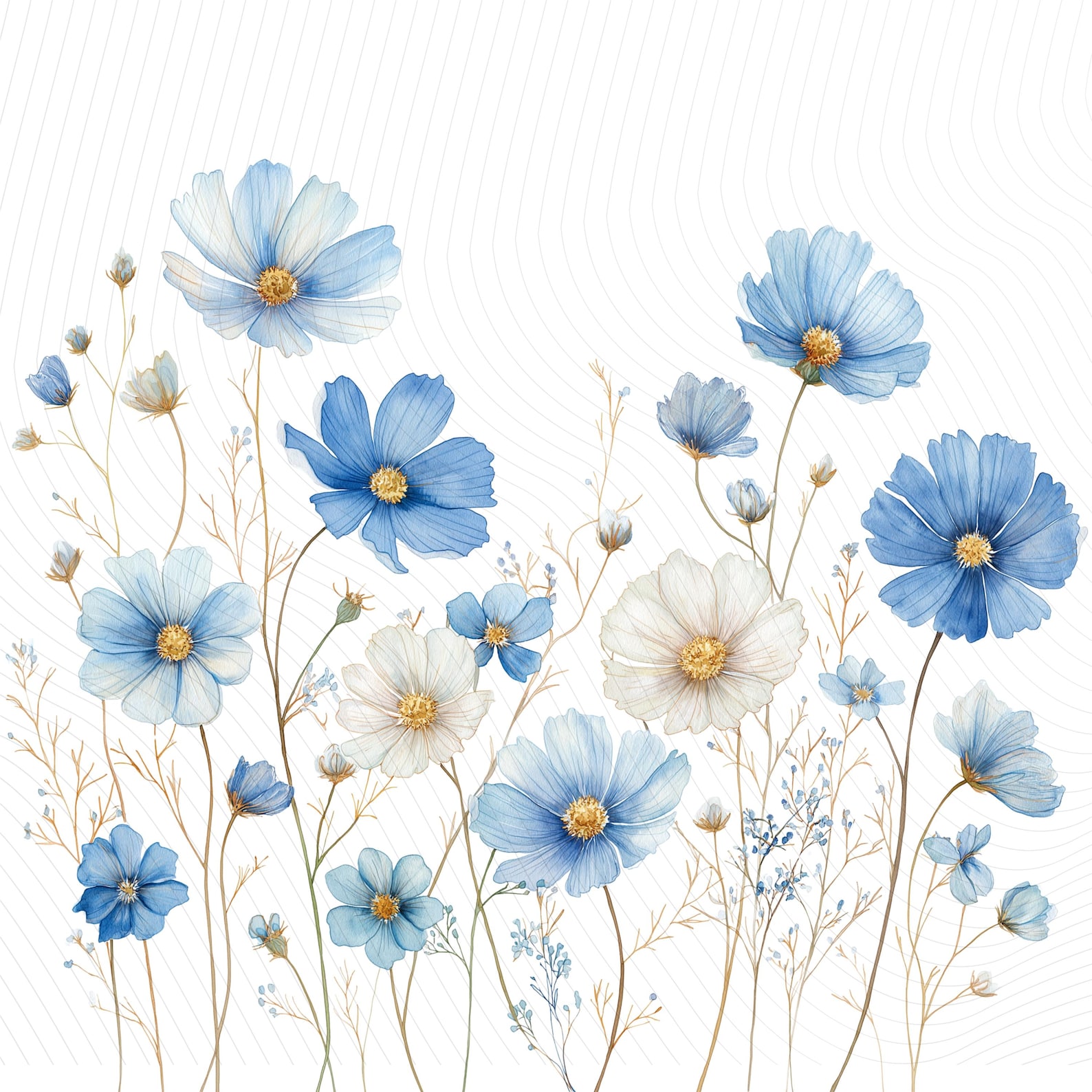 Blue Wildflower Clipart, Pastel Blue Flowers, Meadow Flowers Border ...