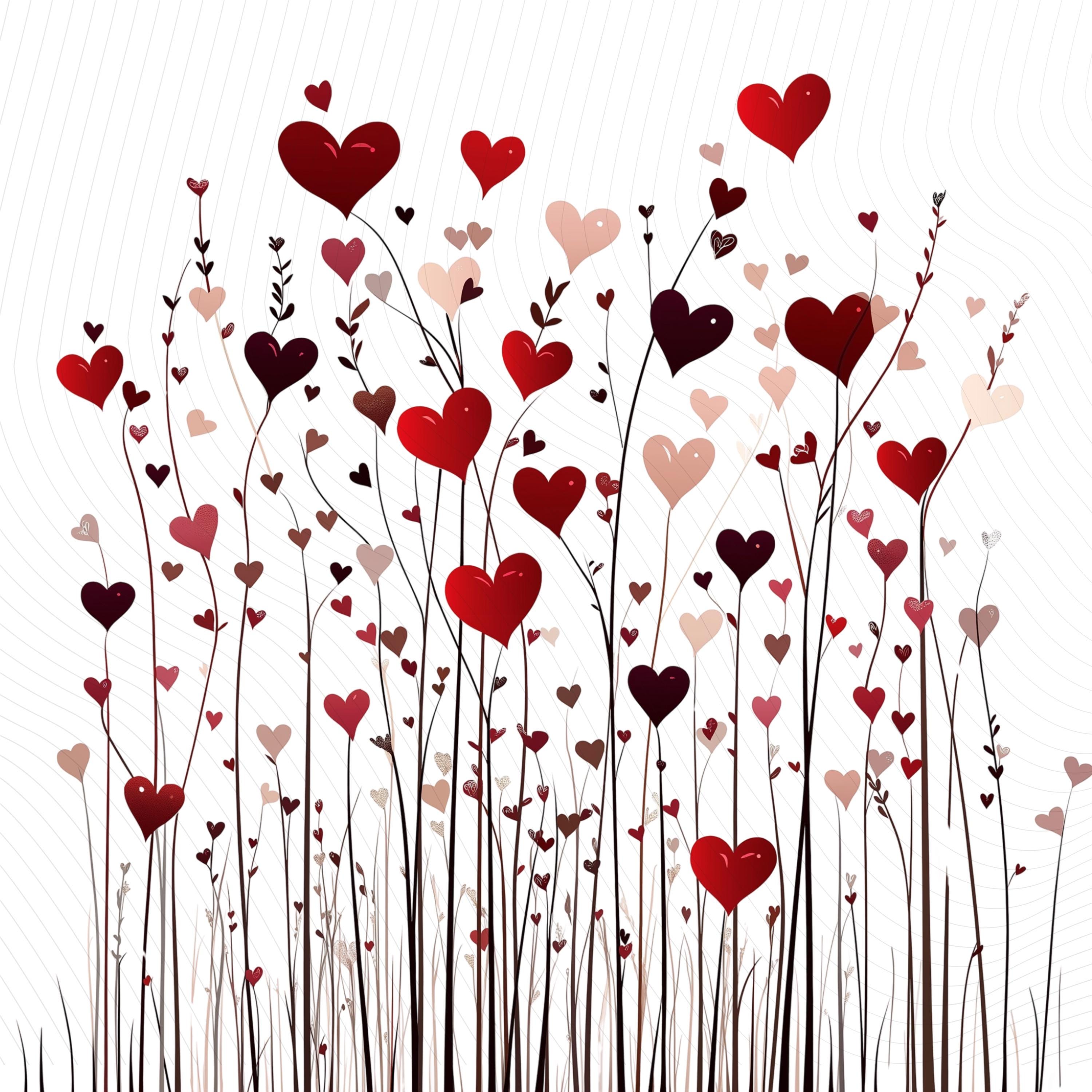 Valentines Day Hearts Clipart, Field of Hearts Clipart, Printable ...