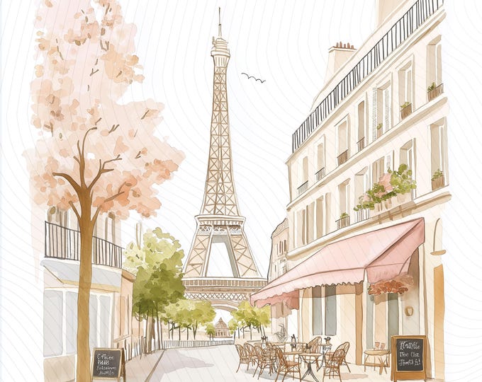 10 Woman Paris Street Clipart, Floral Bicycle, Printable Watercolor ...