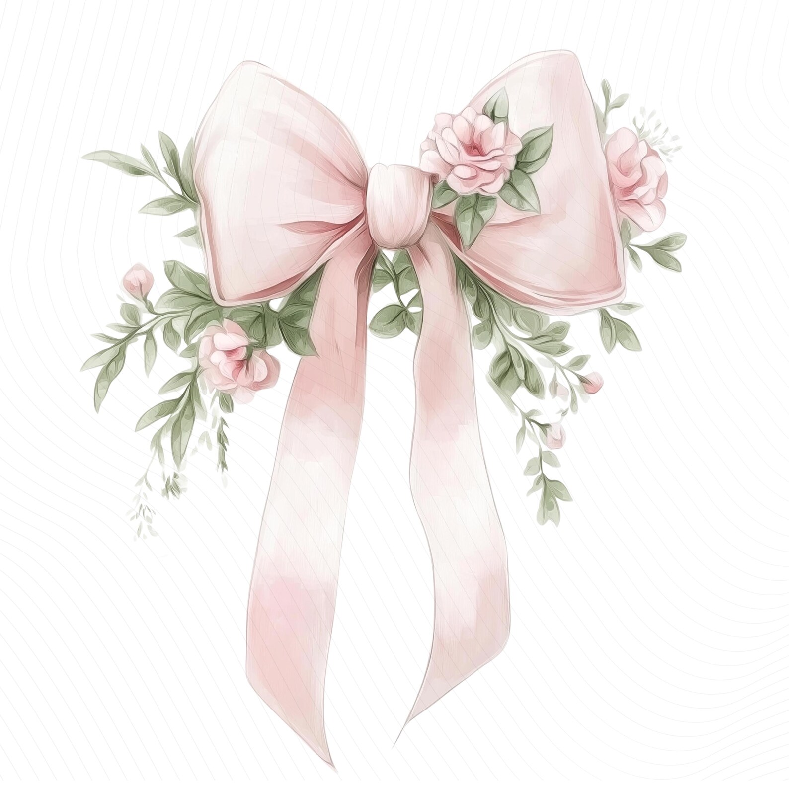 Pink Coquette Ribbon Bow Watercolor Clipart: Floral PNG (digital ...