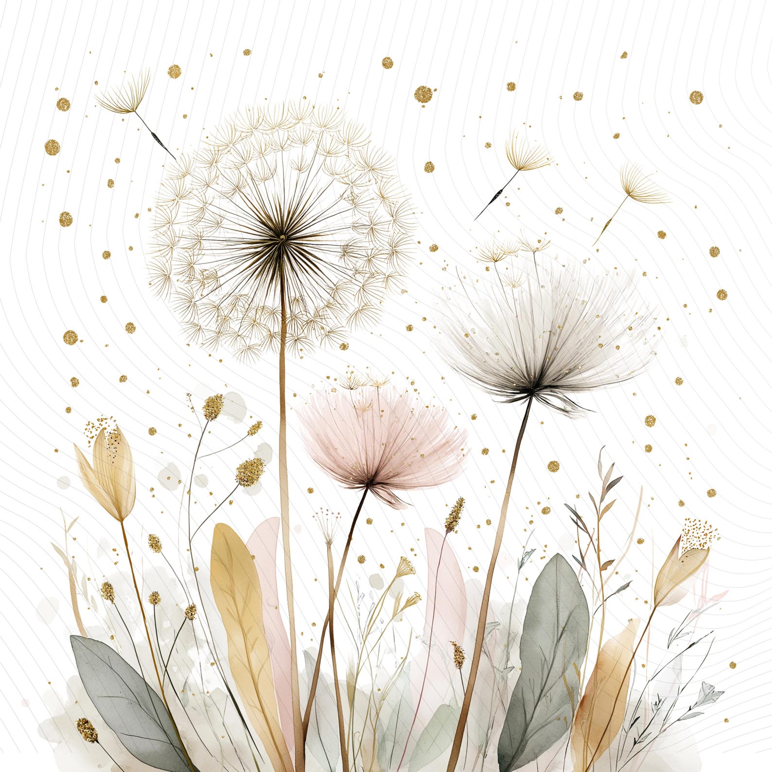 Watercolor Dandelion Clipart Bundle, Watercolor Wildflower Pngs, Soft ...