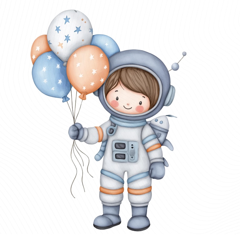 Space Watercolor Clipart for Nursery Decor, Cute Astronaut & Planets ...