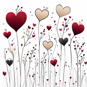 Valentines Day Hearts Clipart, Field of Hearts Clipart, Printable ...