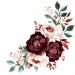 Watercolor Burgundy Floral Bouquet, Burgundy Flowers, Floral Borders ...