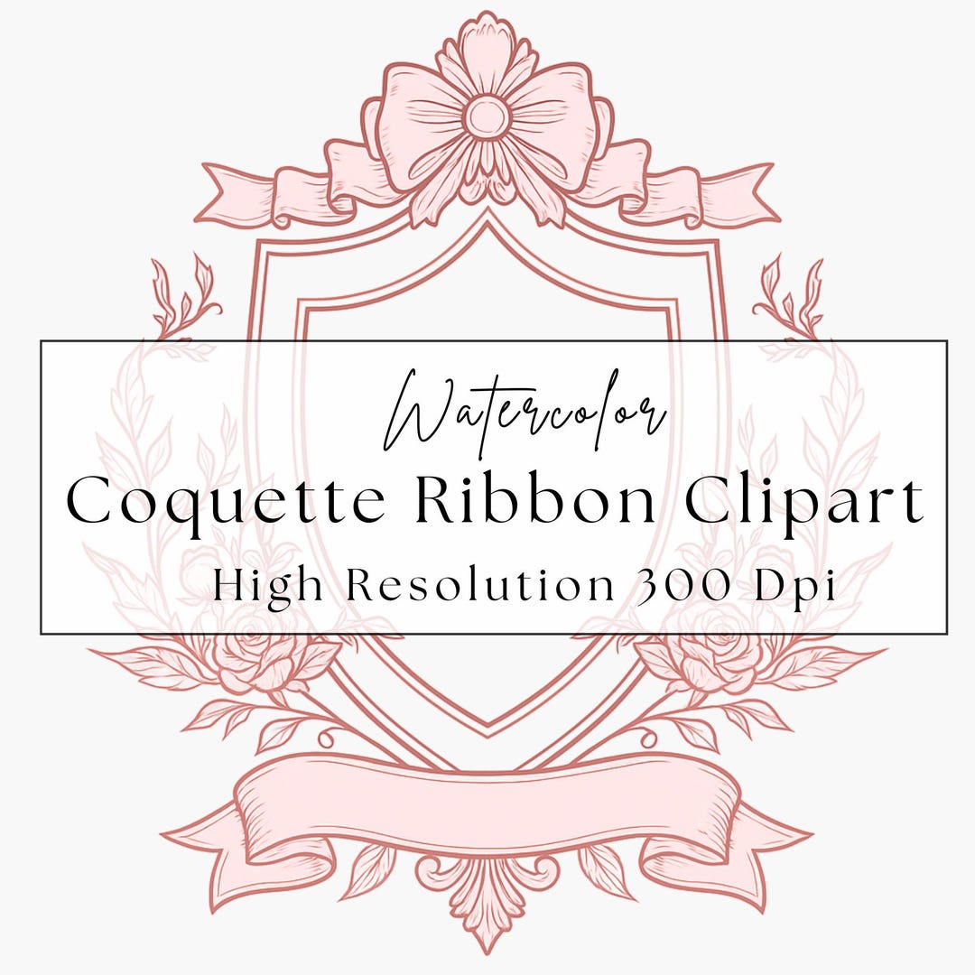 Watercolor Pink Ribbons Clipart, Coquette Clipart, Pink Ribbons, Ribbon ...