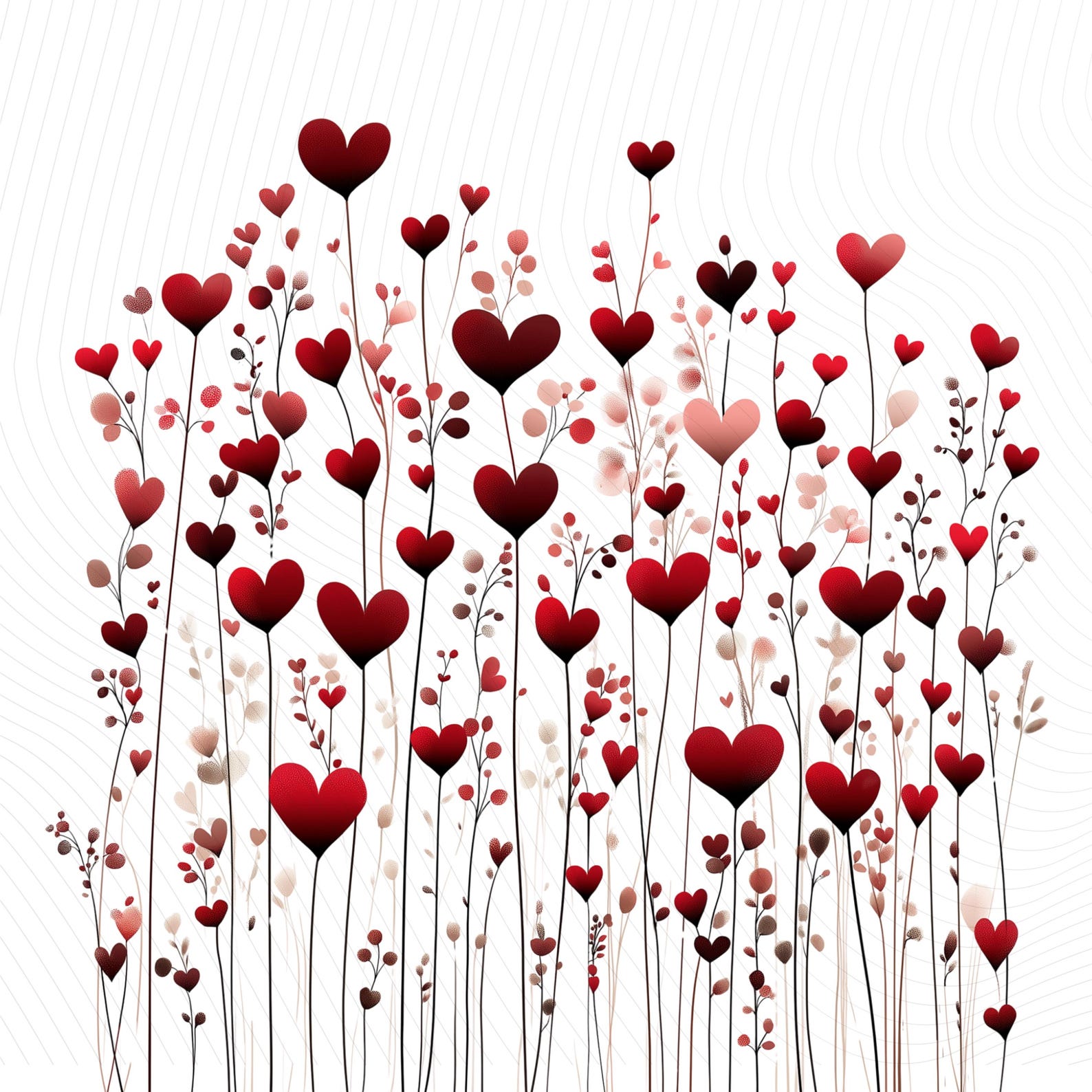Valentines Day Hearts Clipart, Field of Hearts Clipart, Printable ...