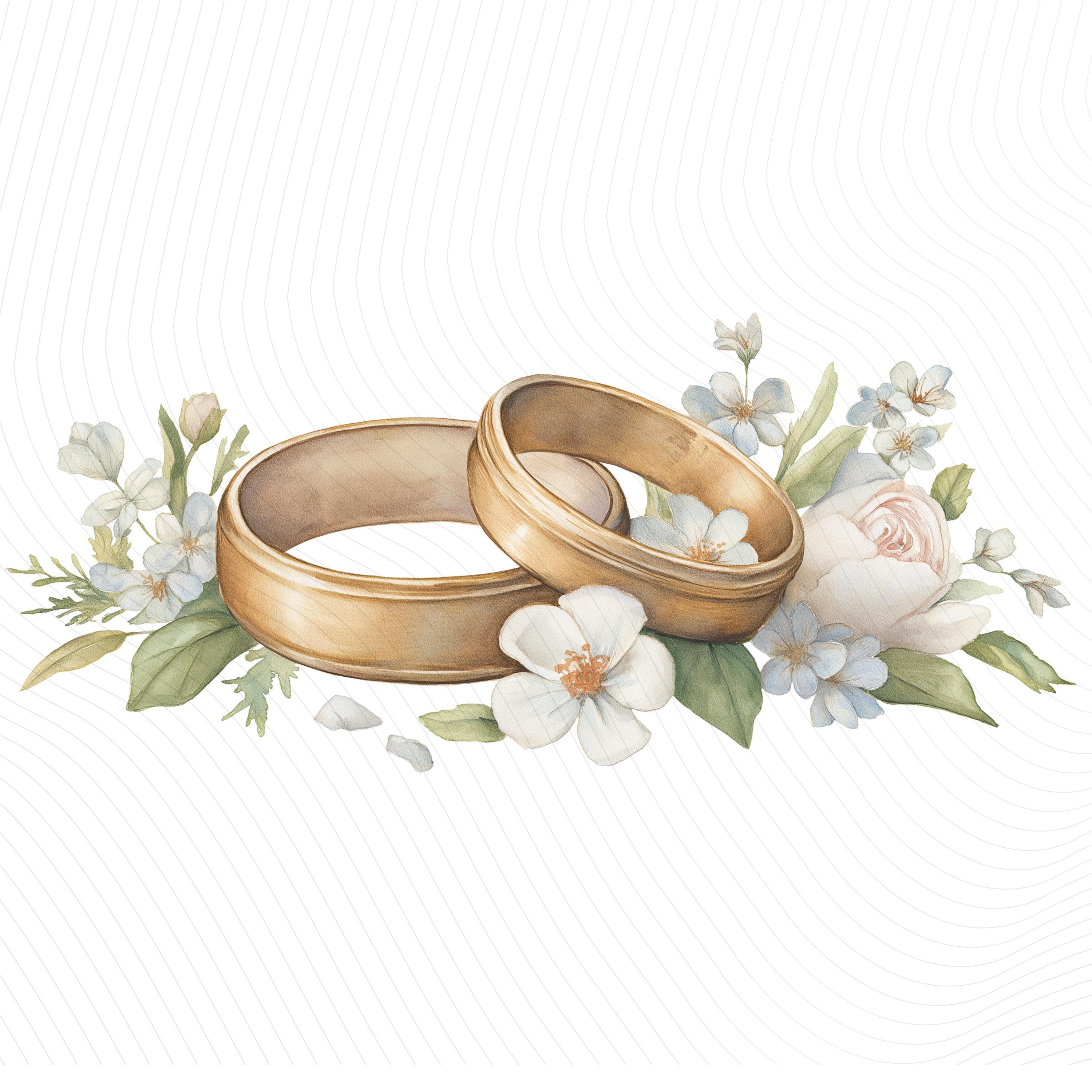 Floral Gold Wedding Rings Clipart: Watercolor Pngs (digital Download ...