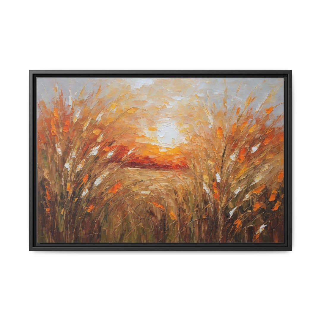 Abstract Prairie Sunset Oil Painting Print, Golden Meadow Canvas Art ...