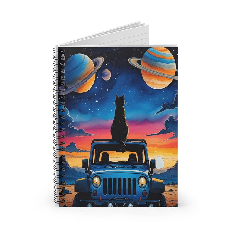 Stargazing Cat Spiral Notebook: Galactic ATV Adventure Journal - Etsy