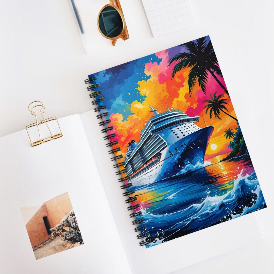 Cruise Into the Sunset Exotic Colors Spiral Notebook, Travel Journal ...