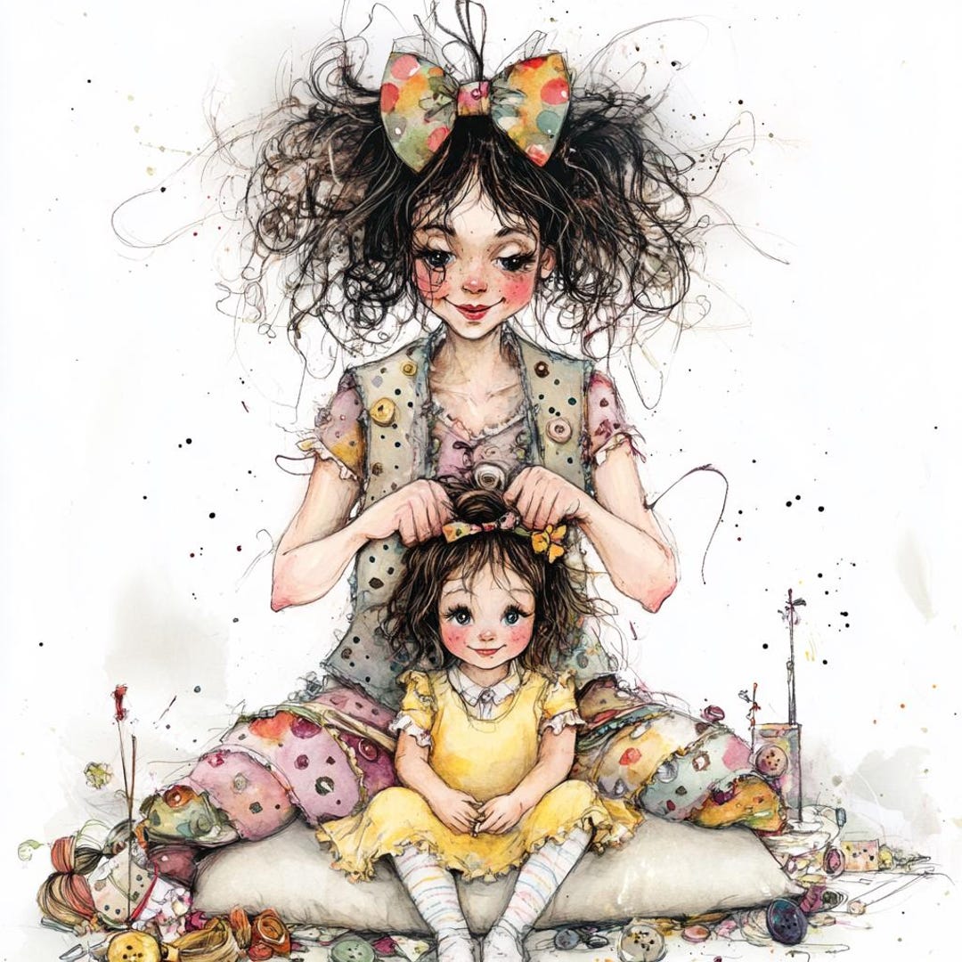 Mother’s Day Girls Clipart – 10 Watercolor Mom and Daughter Jpgs ...