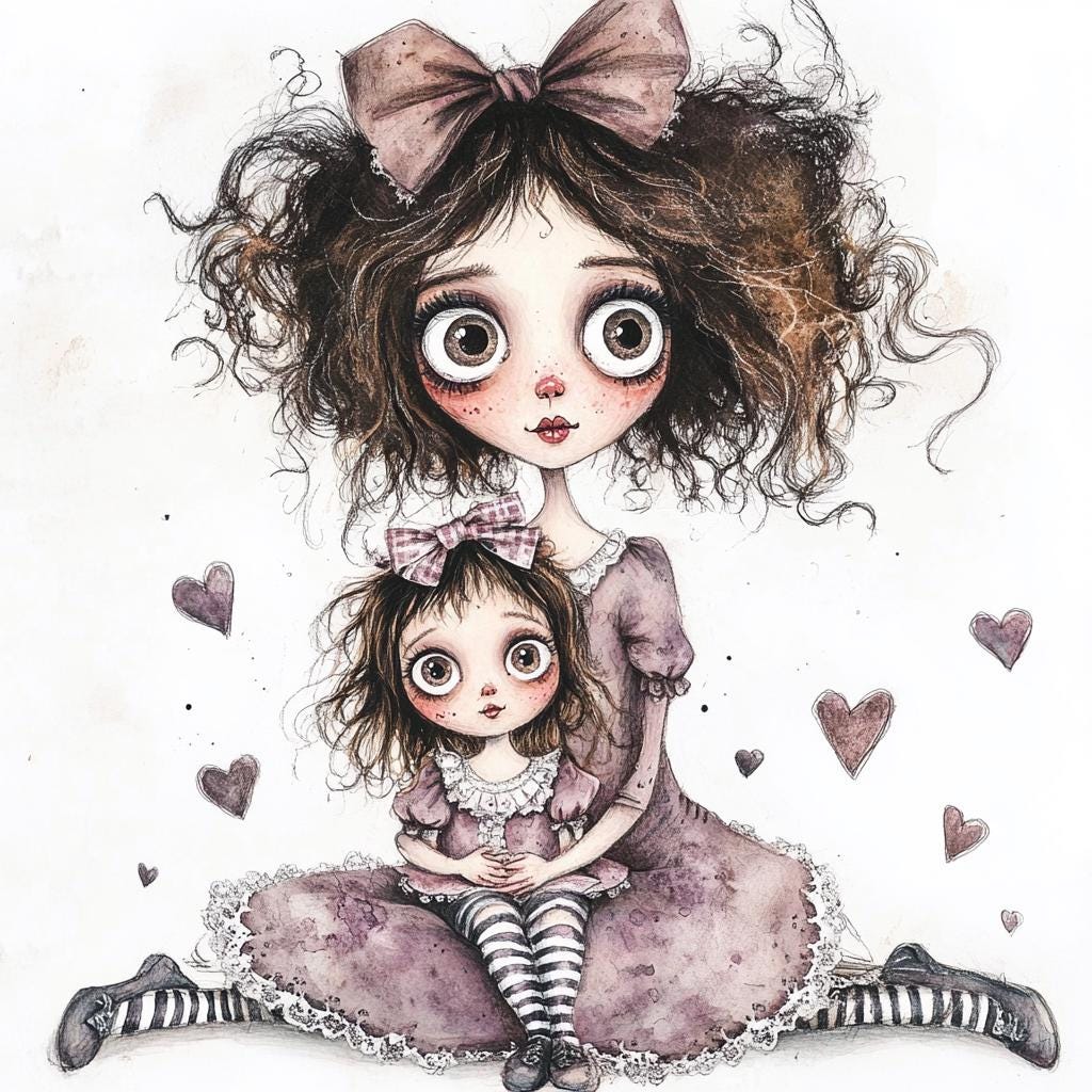 Mother’s Day Girls Clipart – 10 Watercolor Mom and Daughter Jpgs ...