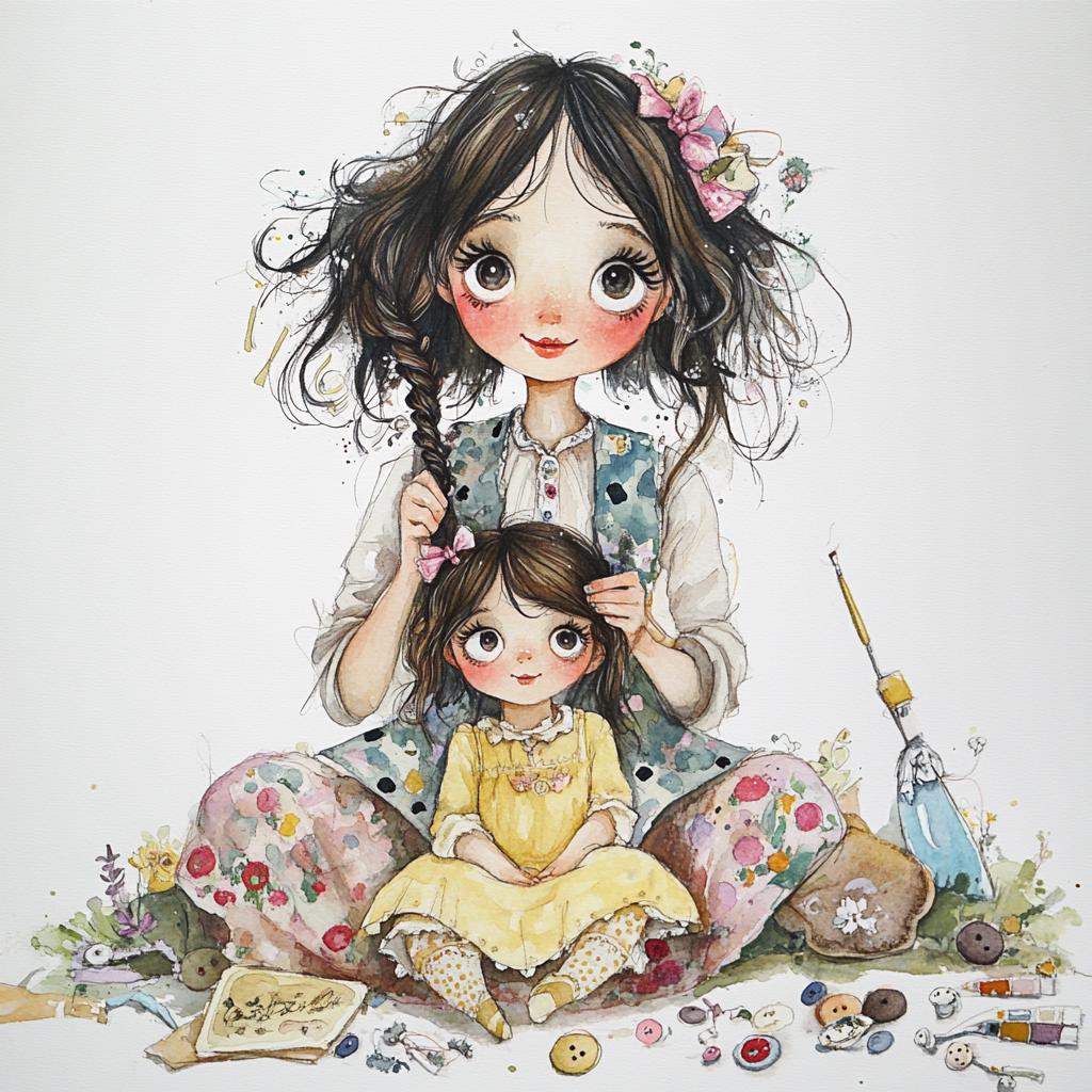 Mother’s Day Girls Clipart – 10 Watercolor Mom and Daughter Jpgs ...