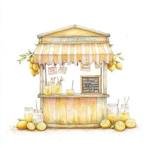 Whimsical Lemonade Stand Clipart – 10 High-res Summer Market Jpgs ...