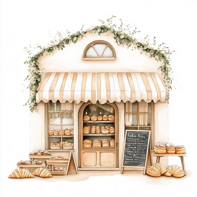 Whimsical Bakery Storefront Clipart Set – 10 High-res Jpgs – Cozy Bread ...