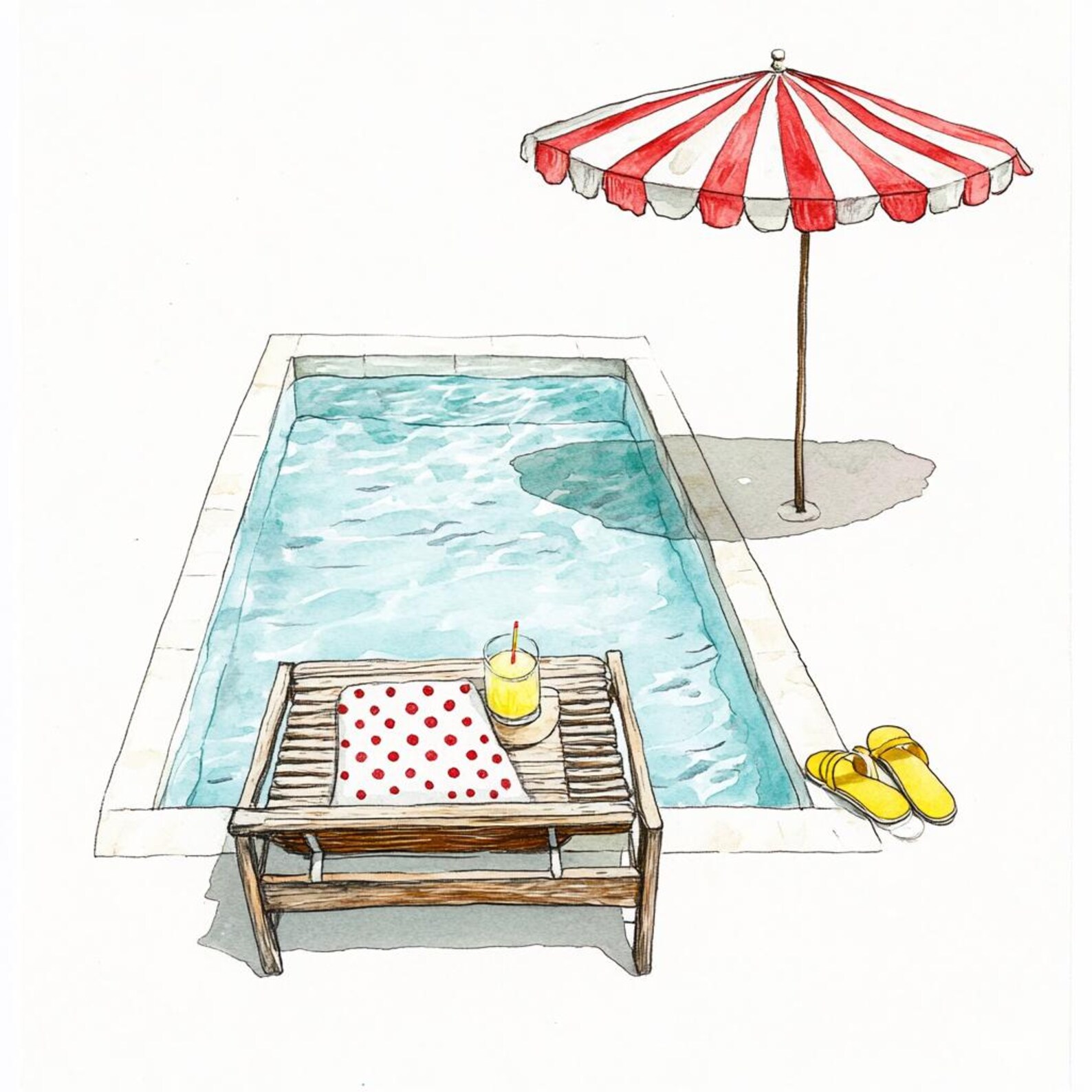 Retro Poolside Vibes Clipart – 10 High-res Watercolor Jpgs – Vintage ...