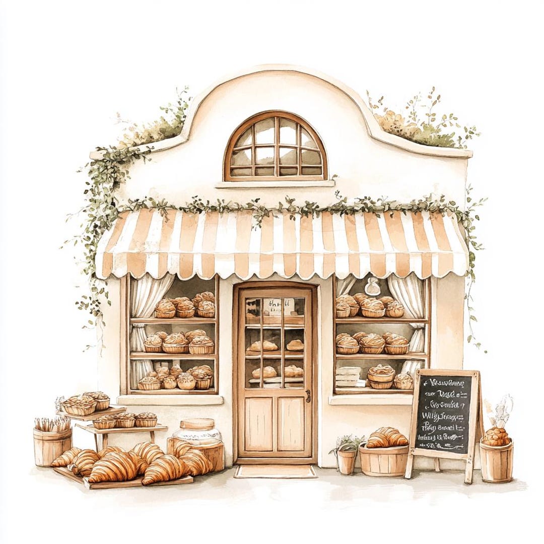 Whimsical Bakery Storefront Clipart Set – 10 High-res Jpgs – Cozy Bread ...