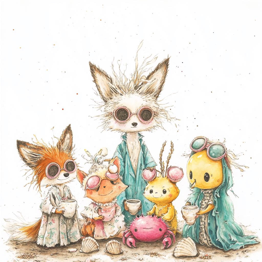 Whimsical Beach Friends Clipart – 10 High-res Watercolor Summer Animal ...