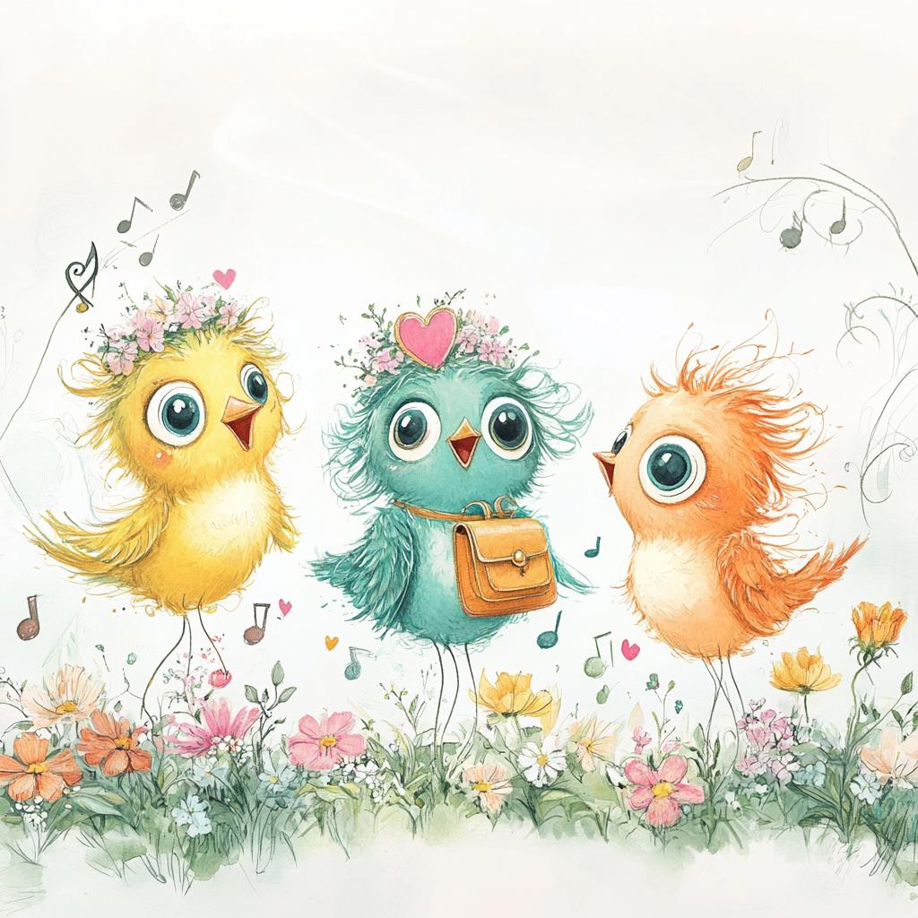Singing Birds Clipart – 10 High-res Watercolor Jpgs – Cute Spring Bird ...