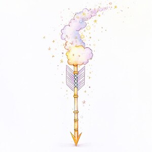 Magical Arrow Ribbon Clipart – 10 High-res Watercolor Star and Swirl ...