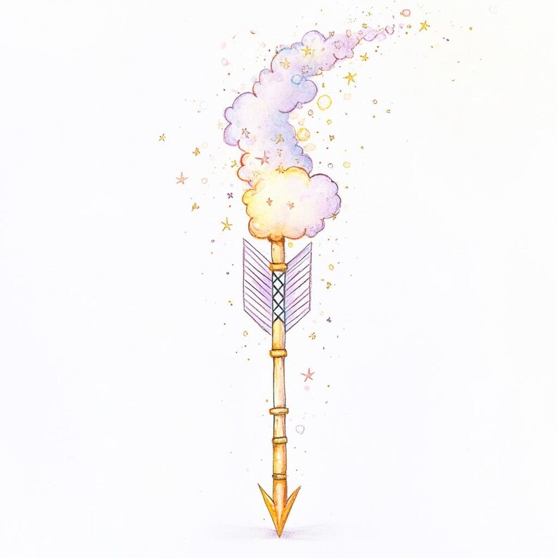 Magical Arrow Ribbon Clipart – 10 High-res Watercolor Star and Swirl ...