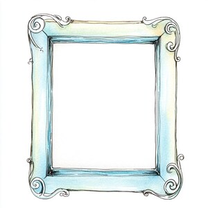 Whimsical Frame Clipart Set – 10 High-res Hand-drawn Jpgs – Watercolor ...