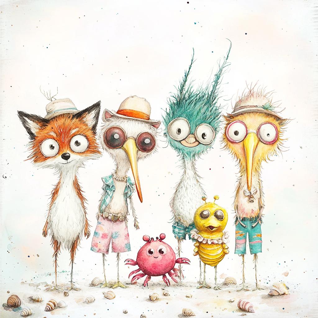 Whimsical Beach Friends Clipart – 10 High-res Watercolor Summer Animal ...
