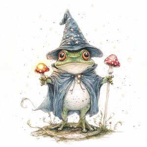 Whimsical Wizard Frog Clipart – 10 Magical High-res Jpgs – Fantasy Toad ...