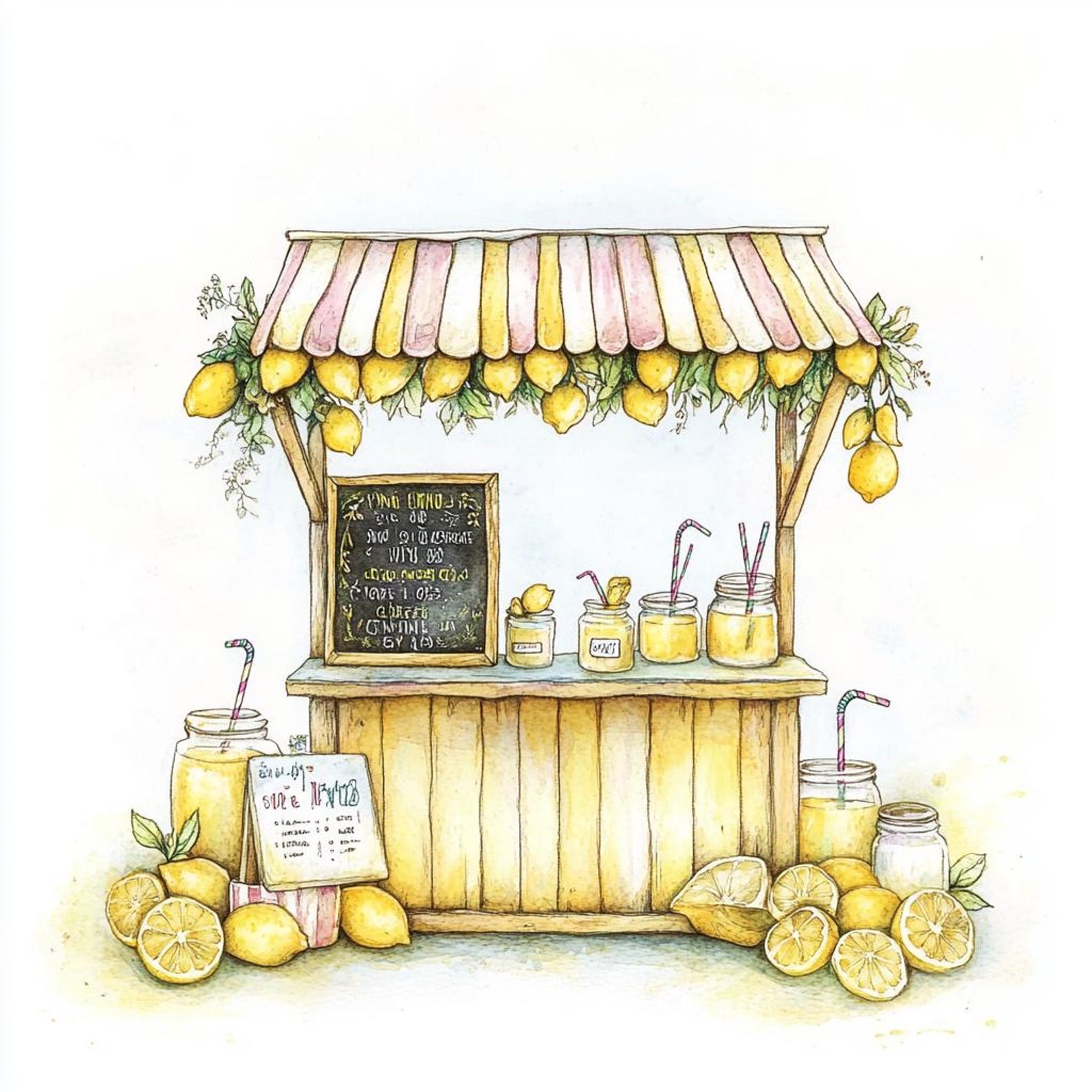 Whimsical Lemonade Stand Clipart – 10 High-res Summer Market Jpgs ...