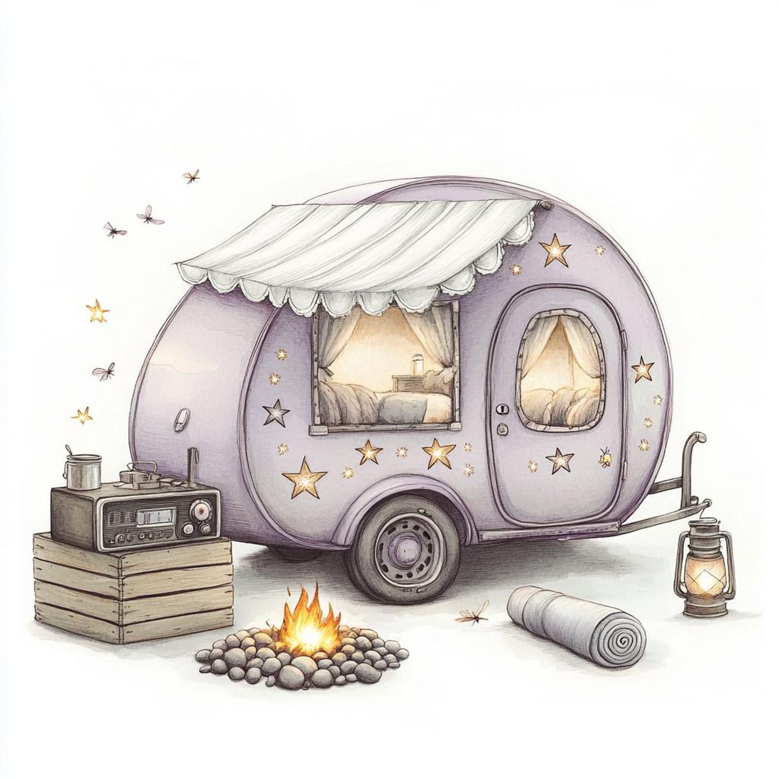 Whimsical Camper Van Clipart – 10 Watercolor Caravan Jpgs – Cozy ...