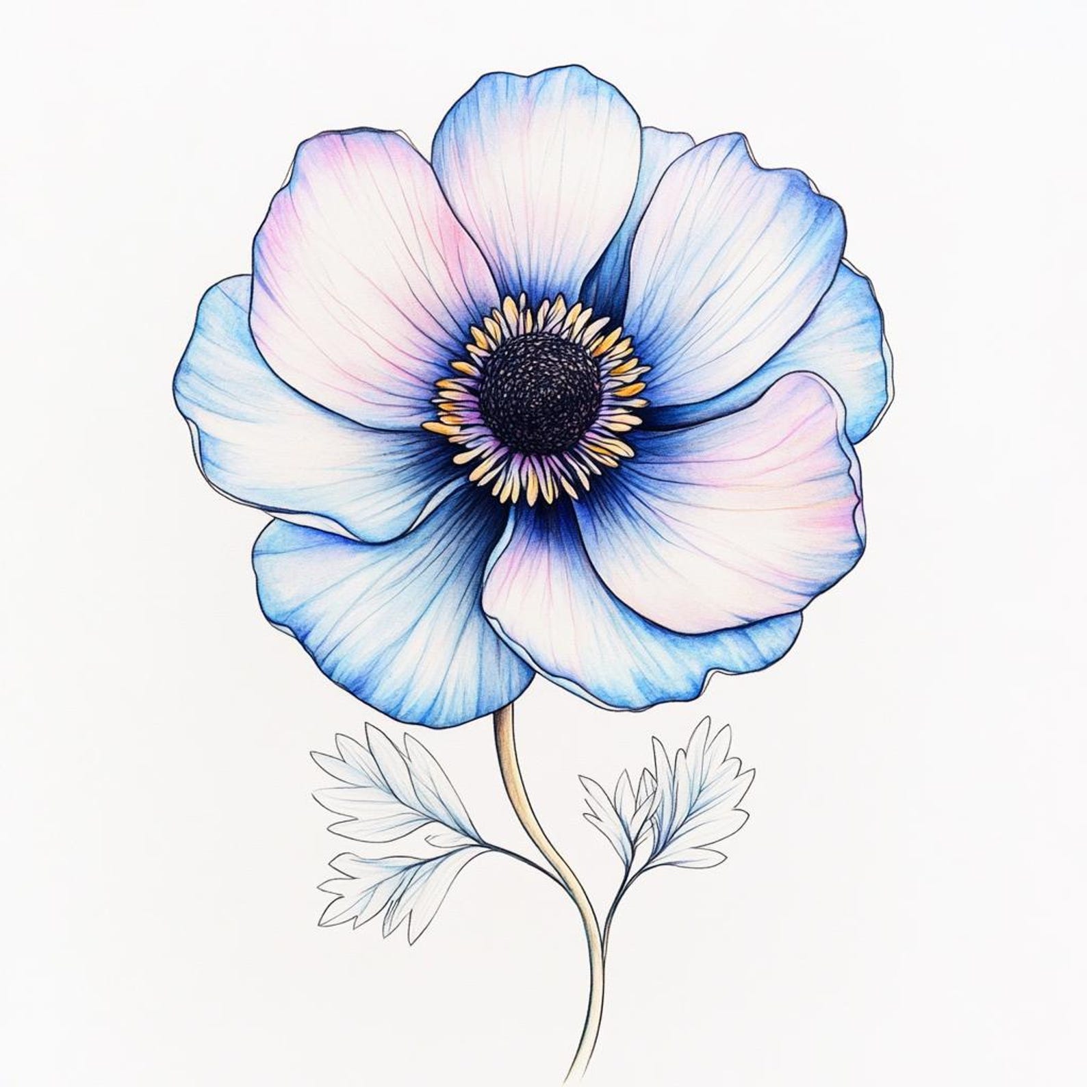 Watercolor Anemone Flower Clipart – 10 High-res Floral Jpgs – Vintage ...