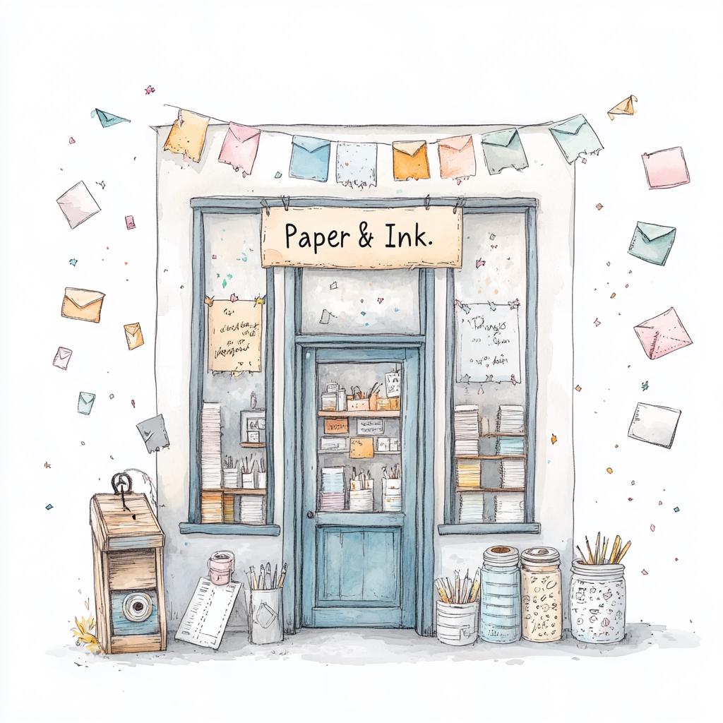 Paper Shop Clipart – 10 High-res Watercolor Jpgs – Whimsical Stationery ...