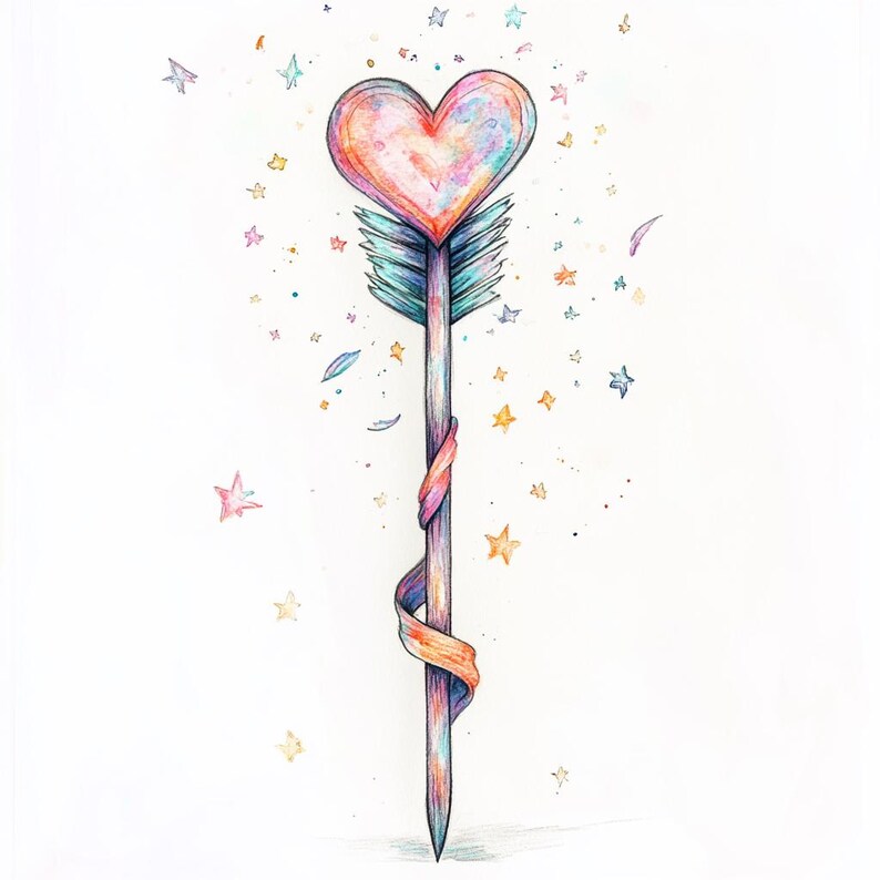 Magical Arrow Ribbon Clipart – 10 High-res Watercolor Star and Swirl ...
