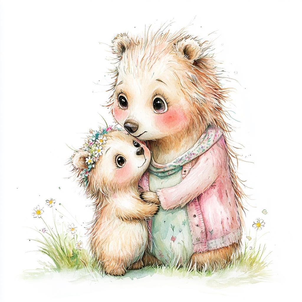Mother’s Day Bear Clipart – 10 High-res Watercolor Jpgs – Cute Mom and ...