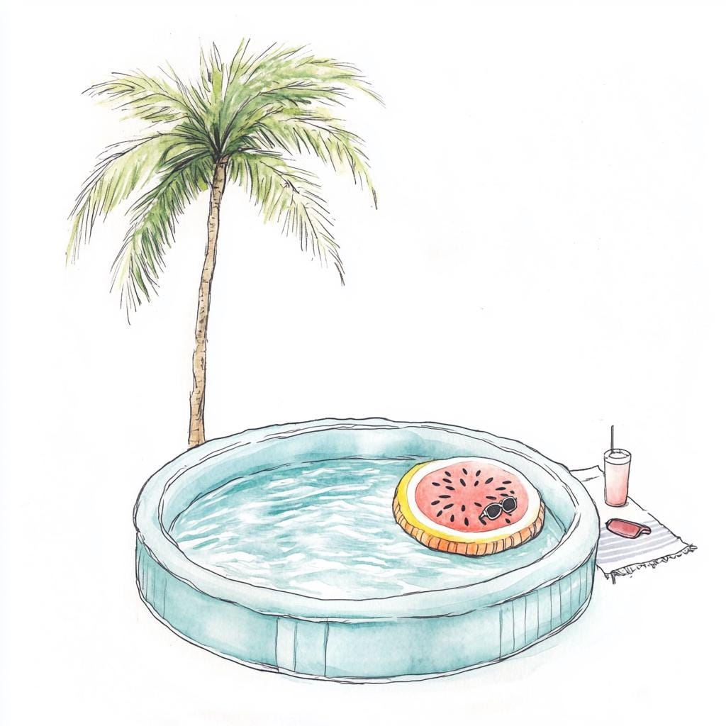 Tropical Pool Clipart – 10 Summer Poolside Scene Jpgs – Palm Tree ...