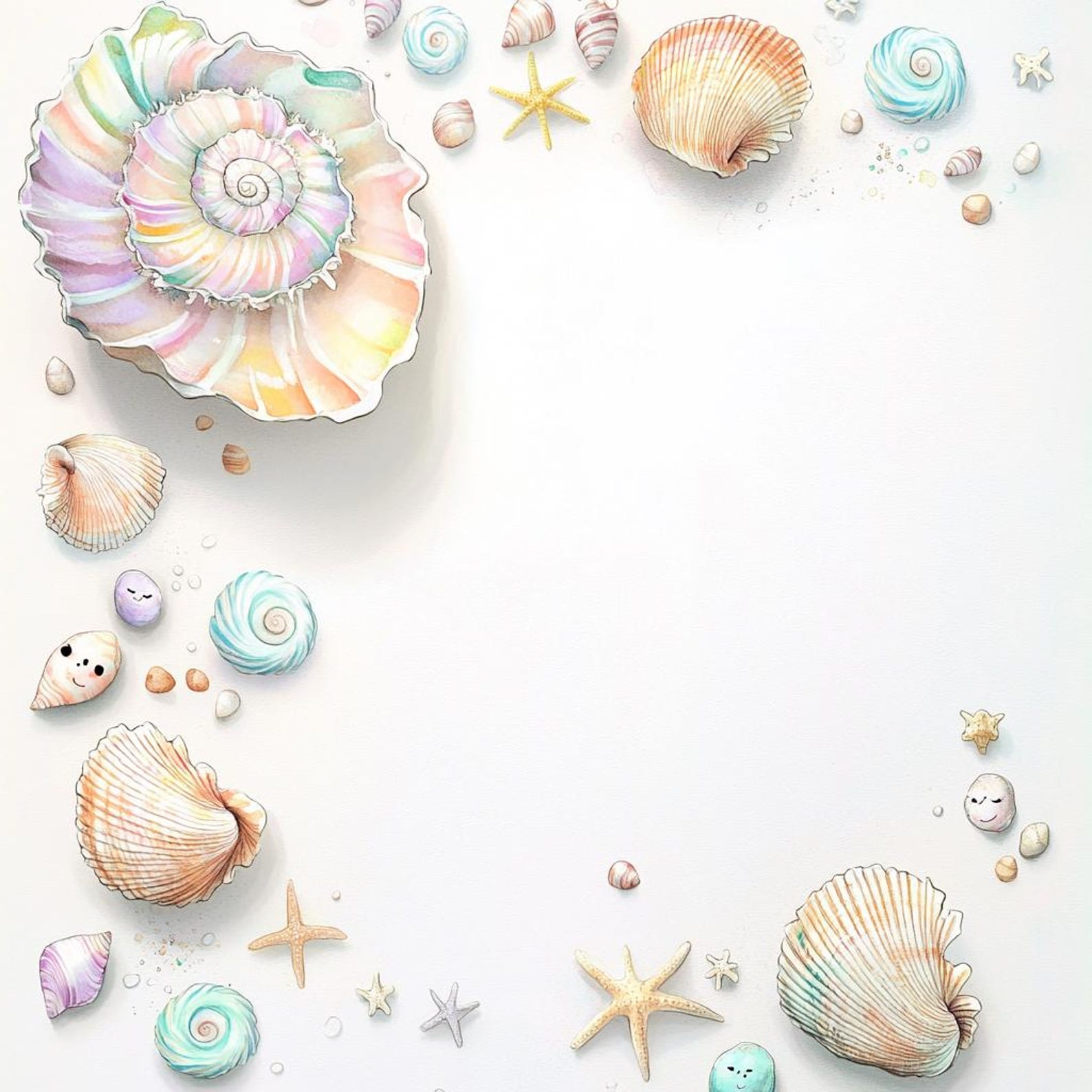 Pastel Seashell Clipart Set – 10 Watercolor Ocean Shells Jpgs – Beach ...