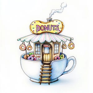 Whimsical Donut Shop Clipart – 10 High-res Watercolor Jpgs – Cute ...