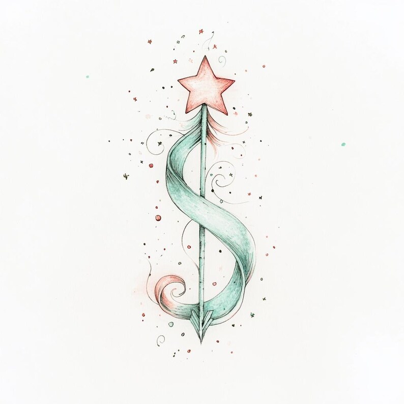 Magical Arrow Ribbon Clipart – 10 High-res Watercolor Star and Swirl ...