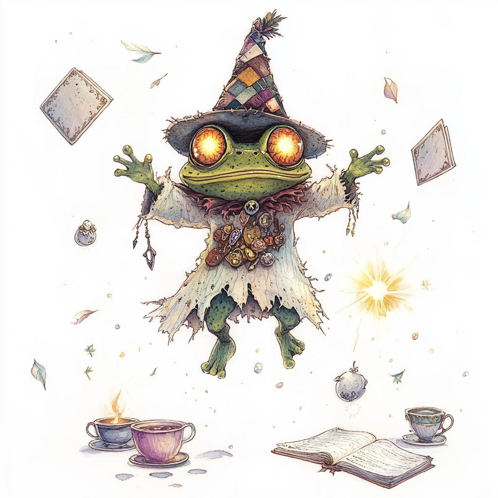 Whimsical Wizard Frog Clipart – 10 Magical High-res Jpgs – Fantasy Toad ...