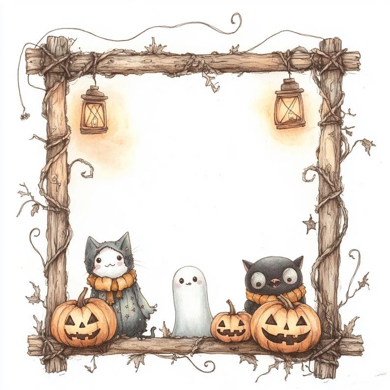 Cute Halloween Frame Clipart – 10 High-res Jpgs – Pumpkin Ghost Borders ...