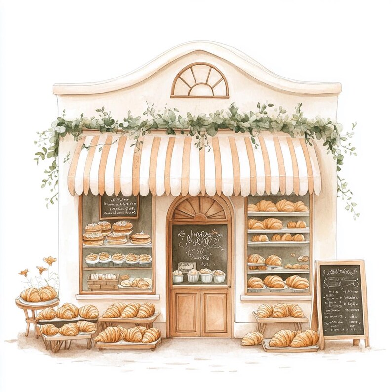 Whimsical Bakery Storefront Clipart Set – 10 High-res Jpgs – Cozy Bread ...