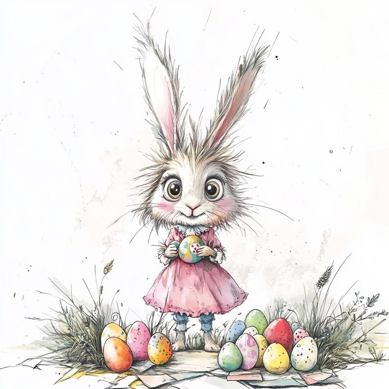 Whimsical Easter Bunny Clipart – 10 High-res Watercolor Jpgs – Spring ...