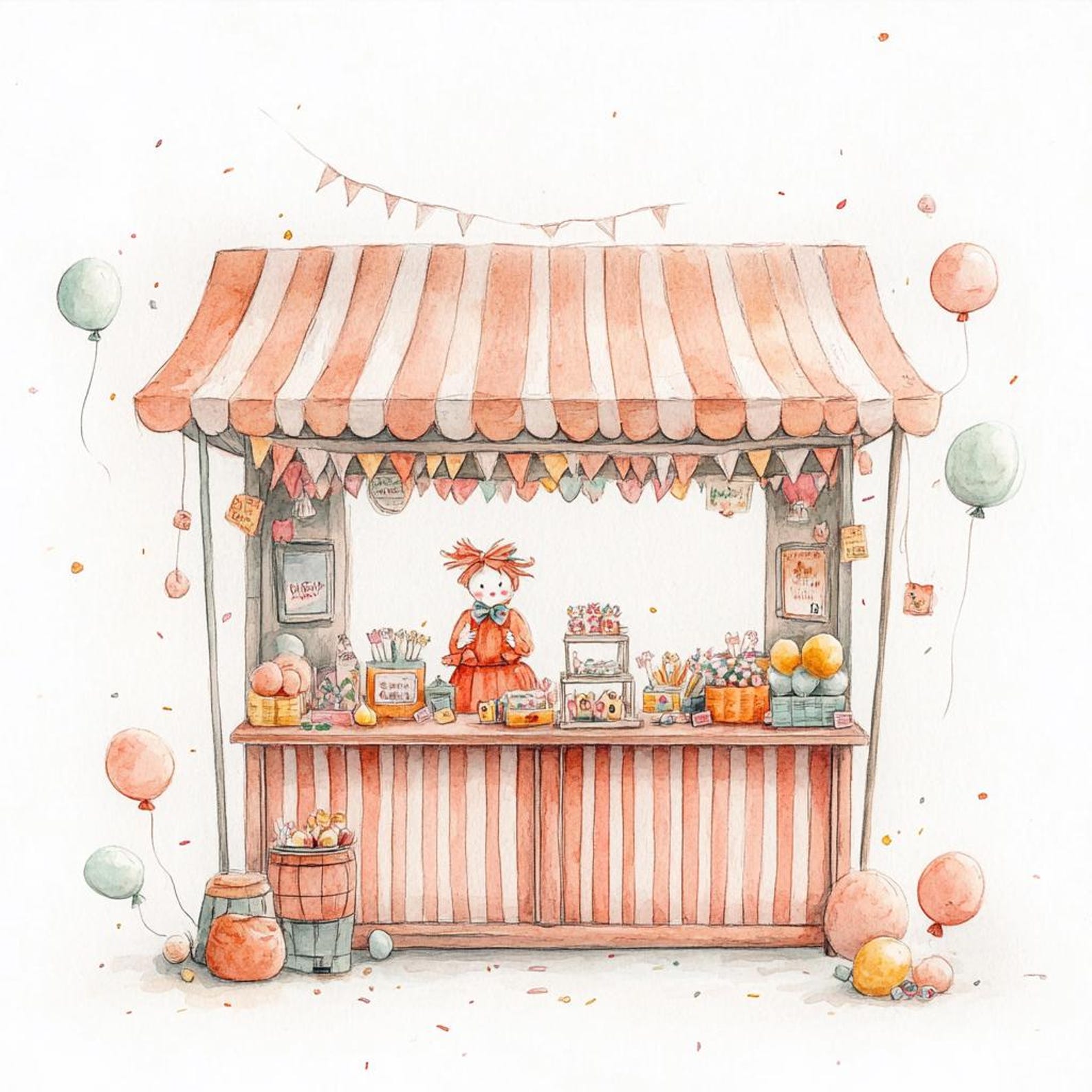Whimsical Market Stall Clipart Set – 10 High-res Jpgs – Cute Pastel ...