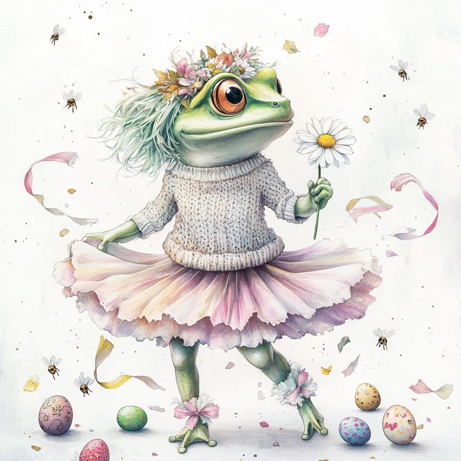 Whimsical Spring Frog Clipart Set – 10 High-res Jpgs – Cute Frog in ...