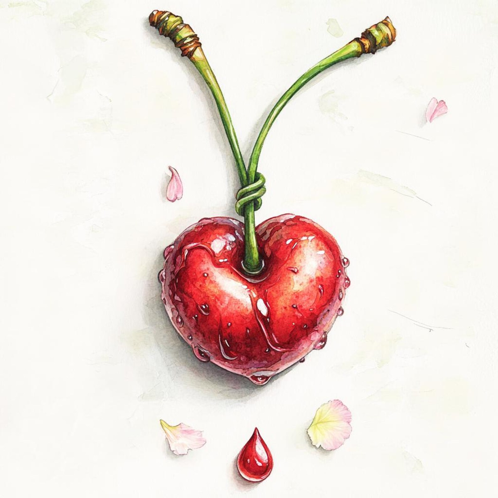 Whimsical Cherry Clipart Set – 10 High-res Jpgs – Cute Red Cherry With ...