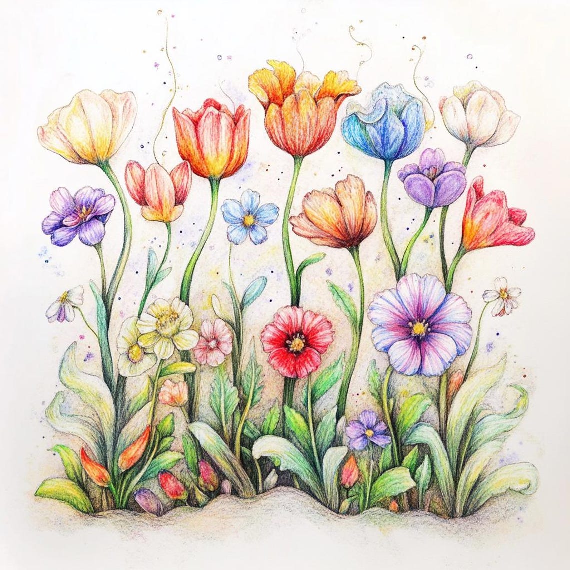 Spring Garden Flowers Clipart – 10 High-res Watercolor Jpgs – Colorful ...