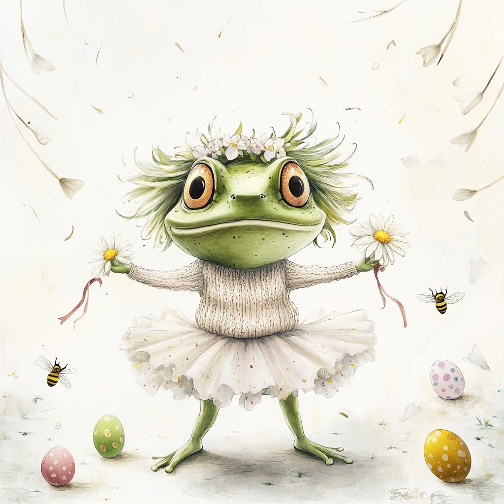 Whimsical Spring Frog Clipart Set – 10 High-res Jpgs – Cute Frog in ...