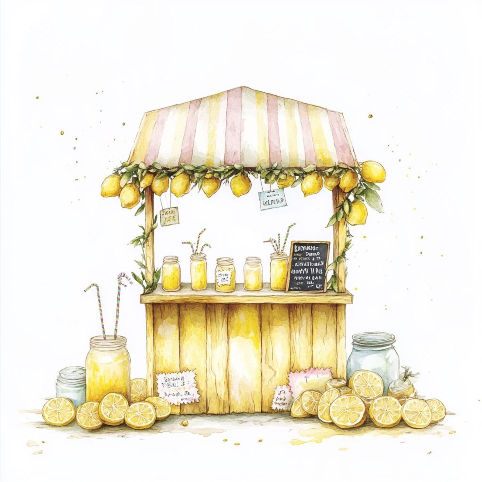 Whimsical Lemonade Stand Clipart – 10 High-res Summer Market Jpgs ...